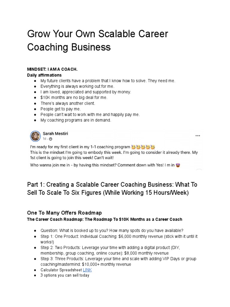 Grow Your Own Scalable Career Coaching Business Workshop - March 2023 | PDF | Podcast ...