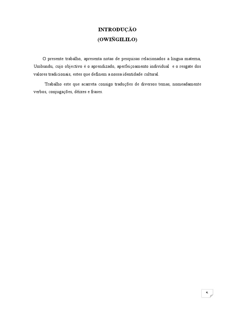 Verbos e Frases em Umbundu | PDF | Morfologia linguística | Morfologia