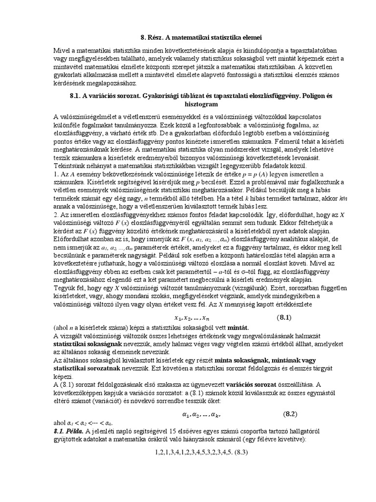 8 A Matematikai Statisztika Elemei | PDF