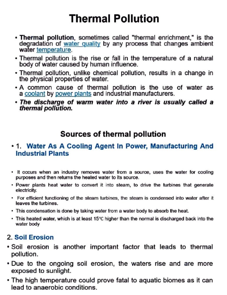 Understanding Thermal Pollution Sources | PDF | Water | Sewage