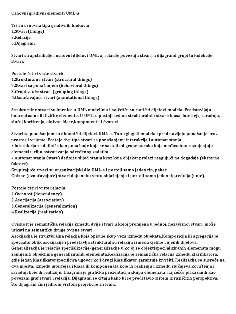 Osnovni Gradivni Elementi UML | PDF