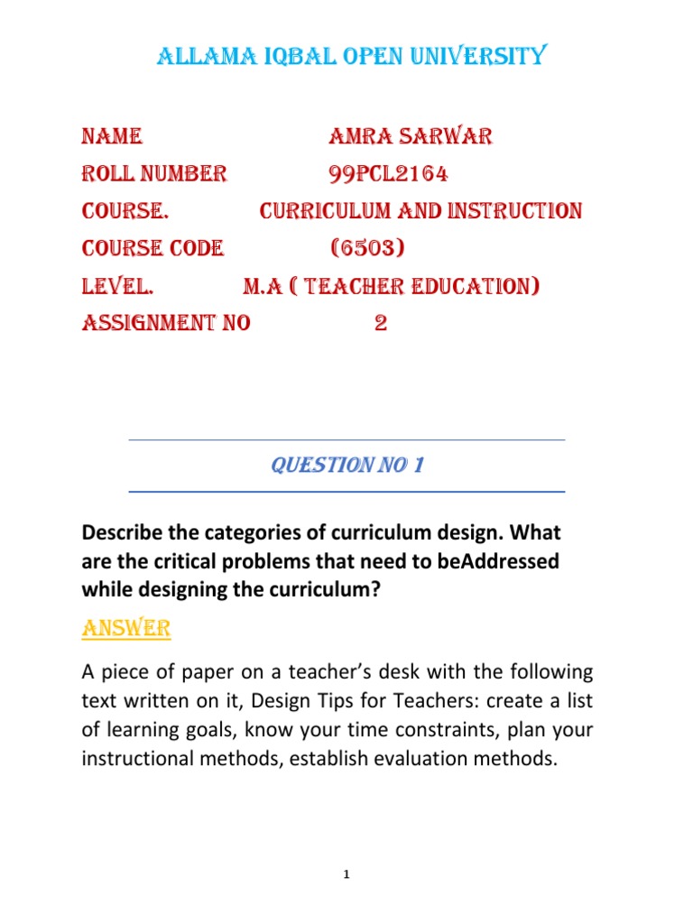 Second Assignment (6503) | PDF | Curriculum | Learning