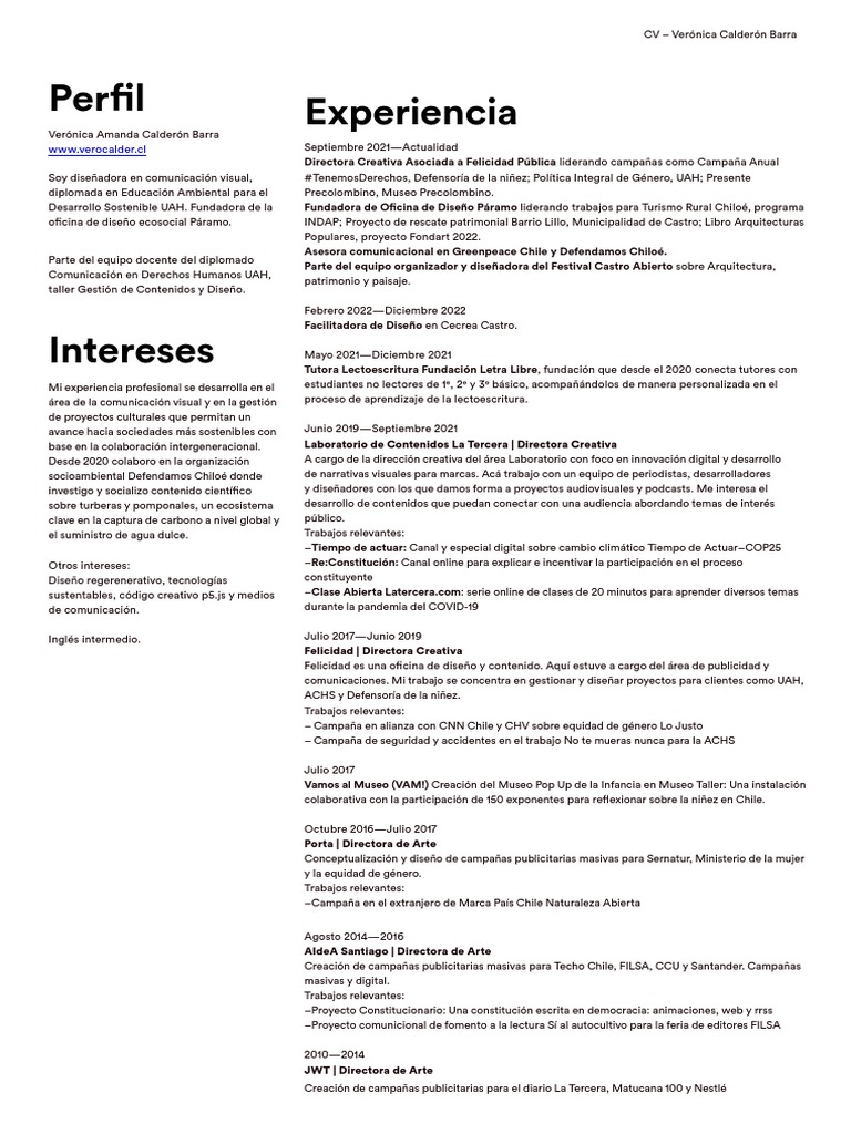 CV Verónica Calderón 2023 | PDF | Chile