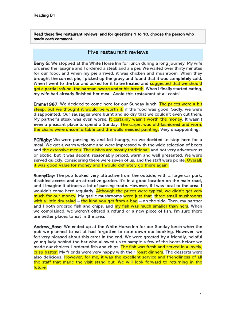Restaurant Reviews and Feedback Analysis | PDF | Pub | Restaurants