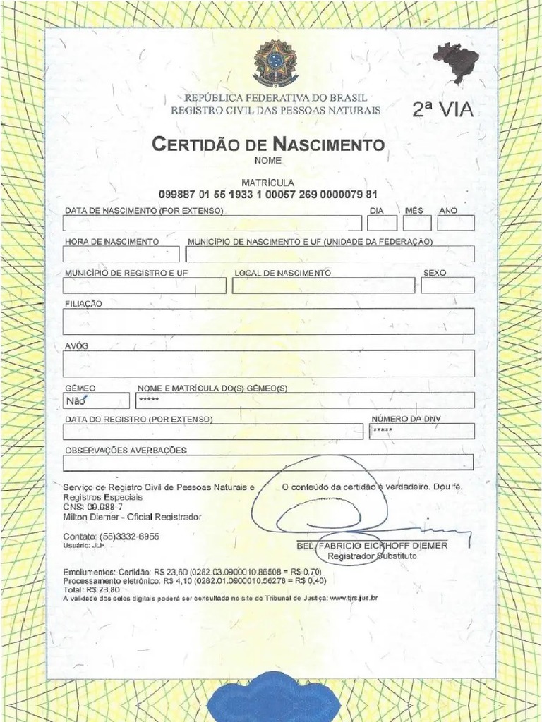 Certidão Nascimento | PDF