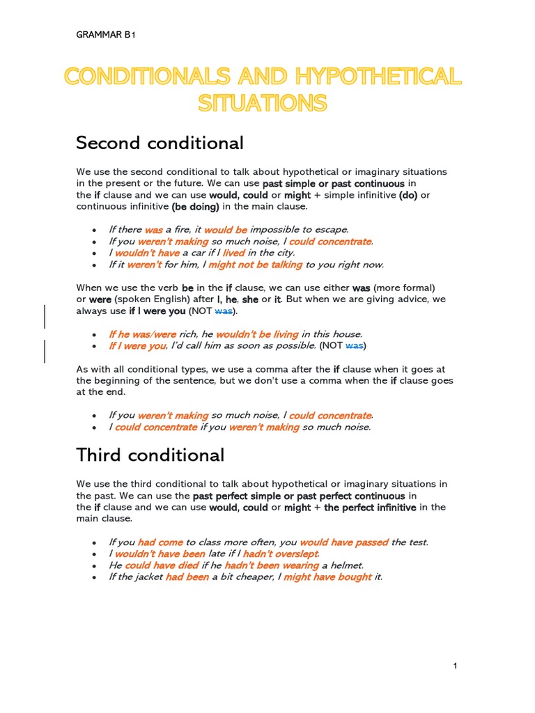 Conditionals Hypothetical Situations Explanation | PDF | Self-Improvement