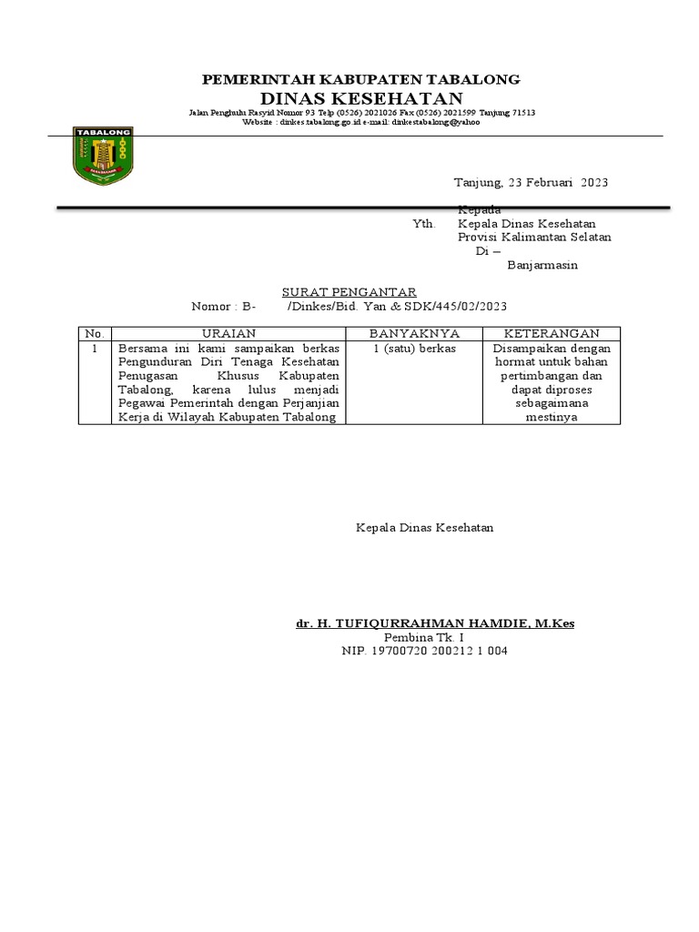 surat pengantar permintaan dokumen | PDF