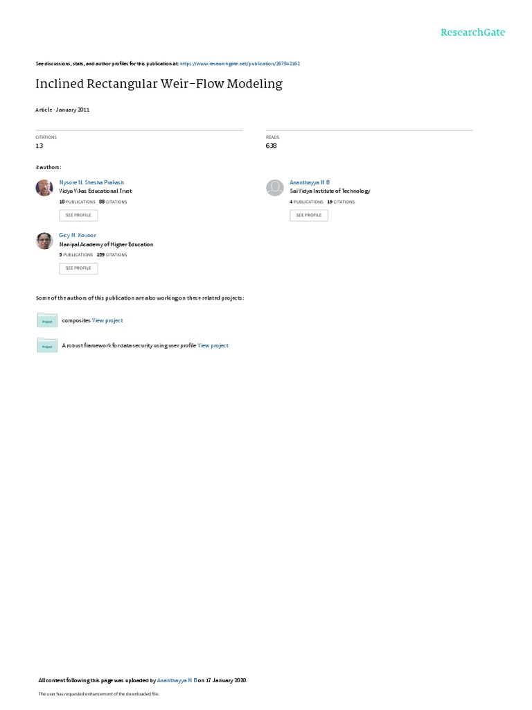 Inclined Rectangular Weir-Flow Modeling | PDF | Finite Difference ...