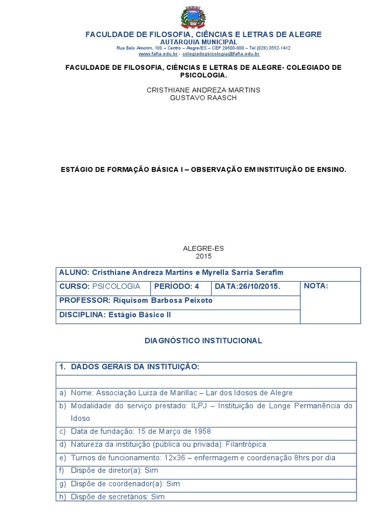 Modelo para Diagnóstico Institucional | PDF | Enfermagem | Science
