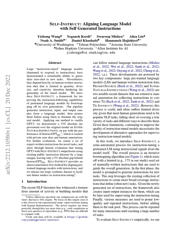 Self Instruct Aligning Language Model With Self Ge Pdf Statistical Classification Input