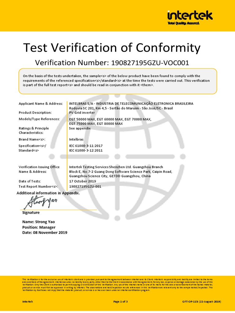 Certificado EMC - EGT 50000 80000 MAX | PDF | Electric Power | Electricity