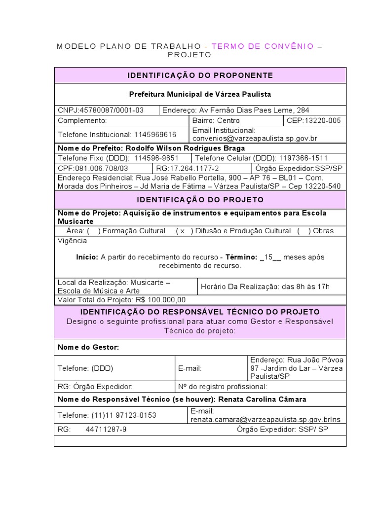 Modelo Plano de Trabalho - 2023 | PDF | Sociologia | Pedagogia