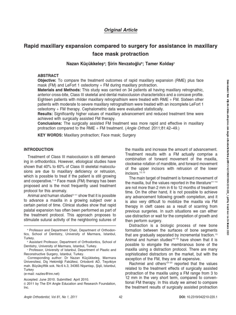 Rapid Maxillary Expansion Compared To Surgery For Assistance in ...