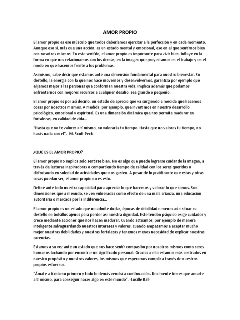 Amor Propio | PDF | Amor | Autoestima