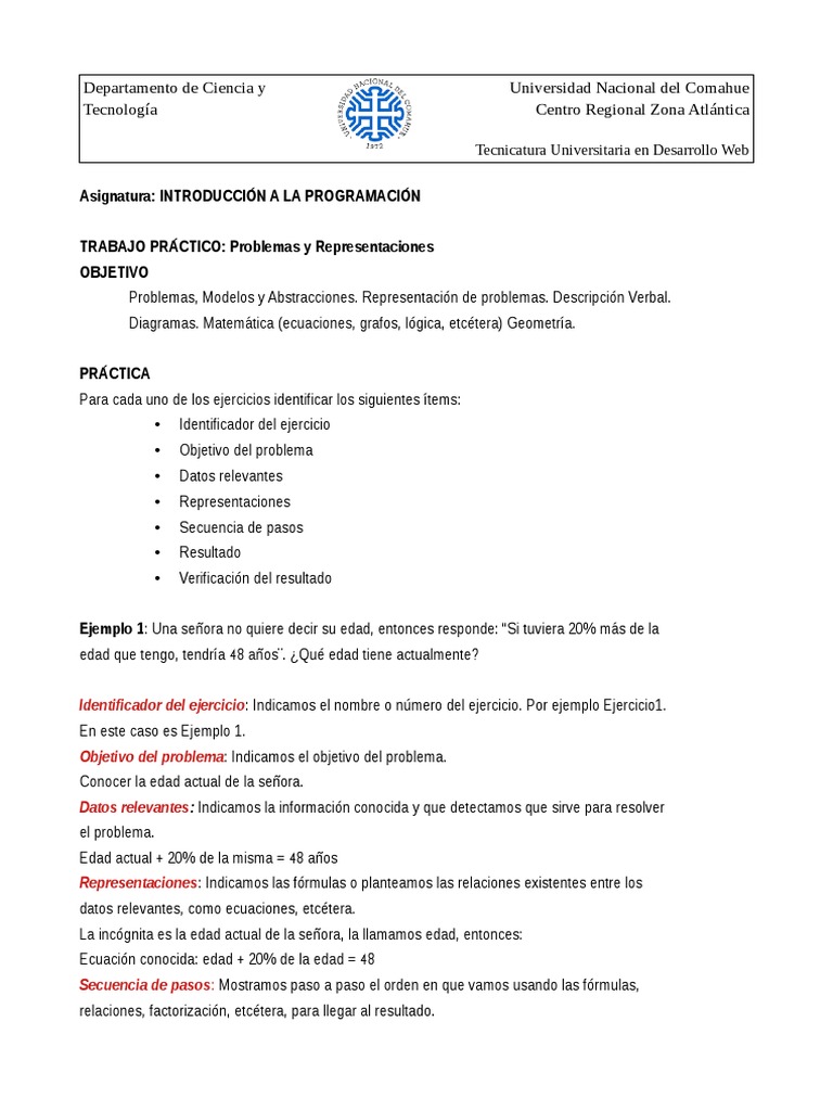 TP Problemas y Algoritmos | PDF | Ecuaciones | Algoritmos