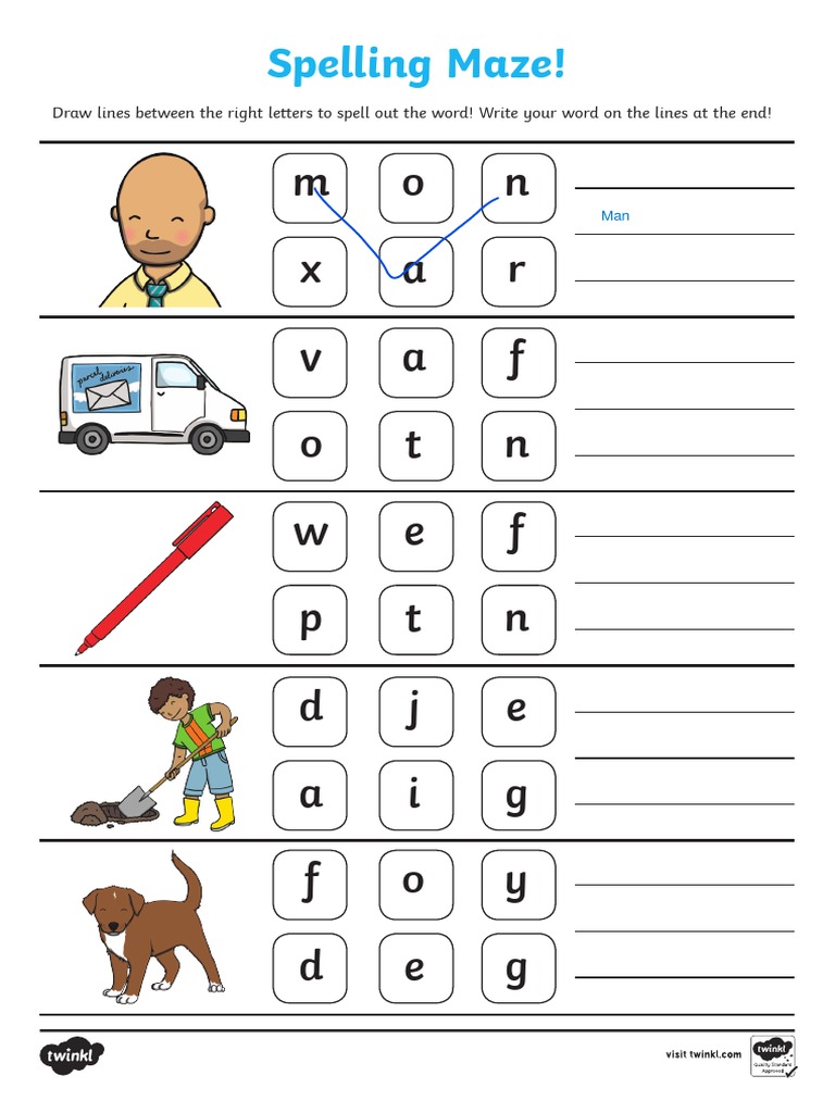 Spelling Maze Activity Sheet | PDF