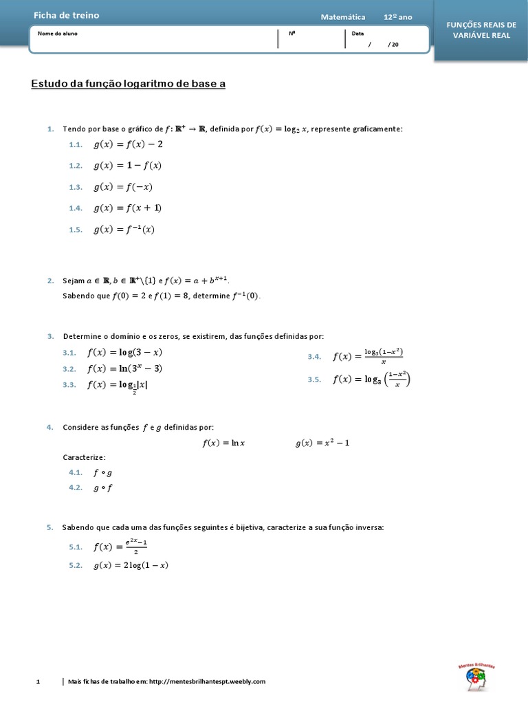 17 Estudo Da Fun o Logaritmo De Base A PDF