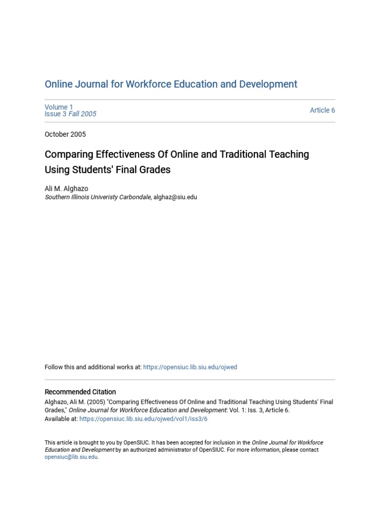 Comparing Effectiveness of Online and Traditional Teaching Using | PDF ...