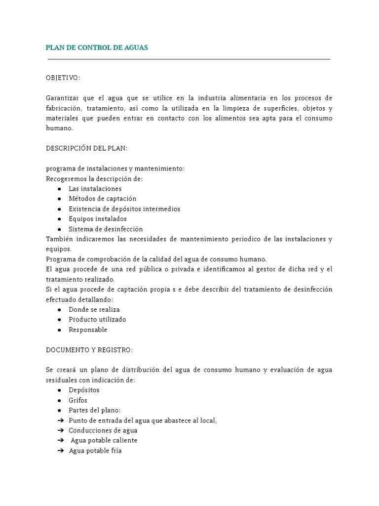 SeH PLAN DE LIMPIEZA Y DESINFECCION 3 ENTREGA LEO MOLINA | PDF | Agua | Agua potable