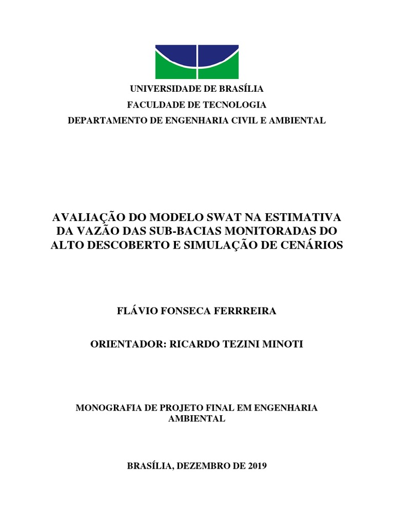 Avaliação Do Modelo Swat Na Estimativa | PDF | Água | Ciclo da água