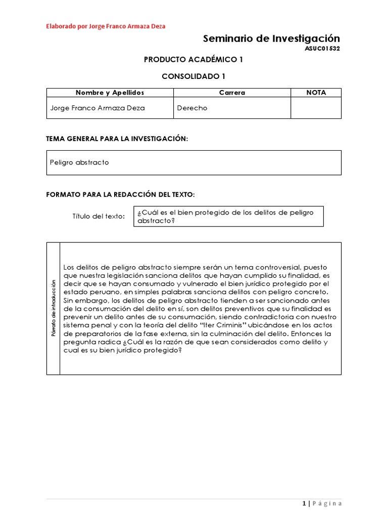 Producto Académico #01 - Universidad Continental - Jorge Franco Armaza Deza - Seminario de ...