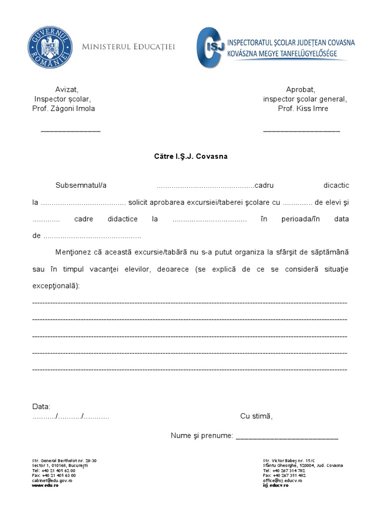 Cerere Excursie 3 | PDF
