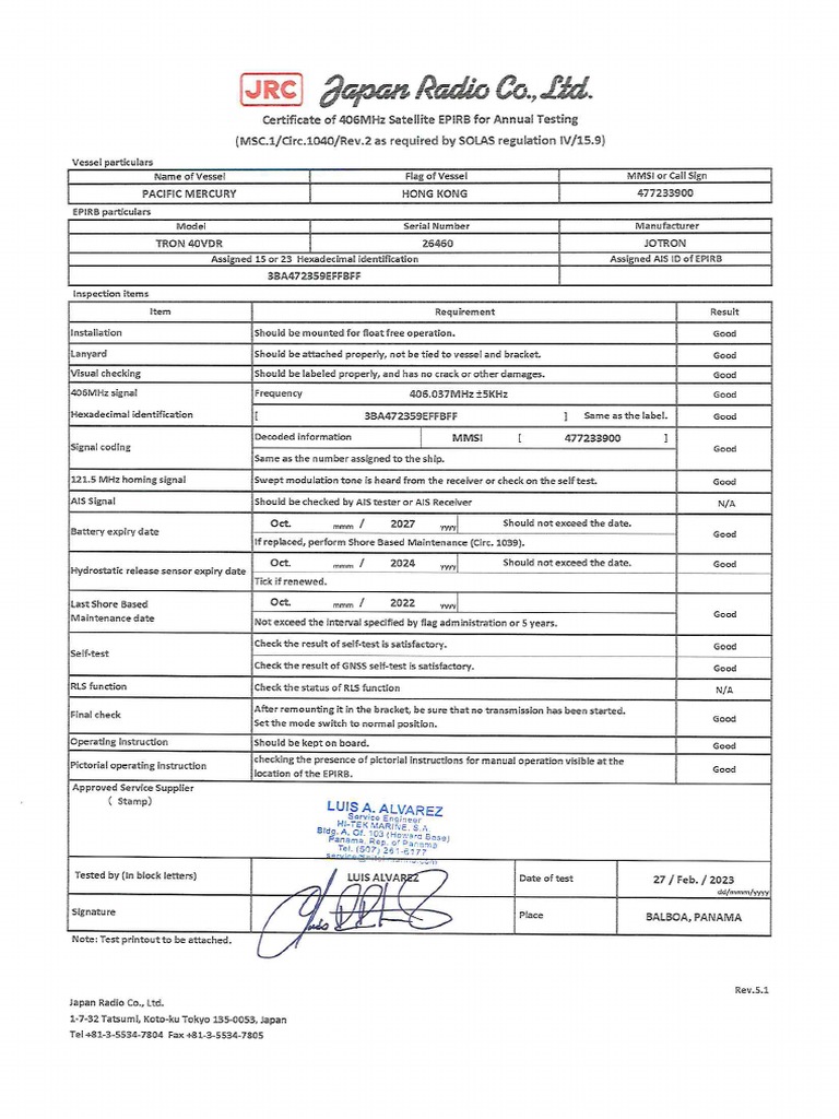 Pacific Mercury - Float Free Capsule | PDF