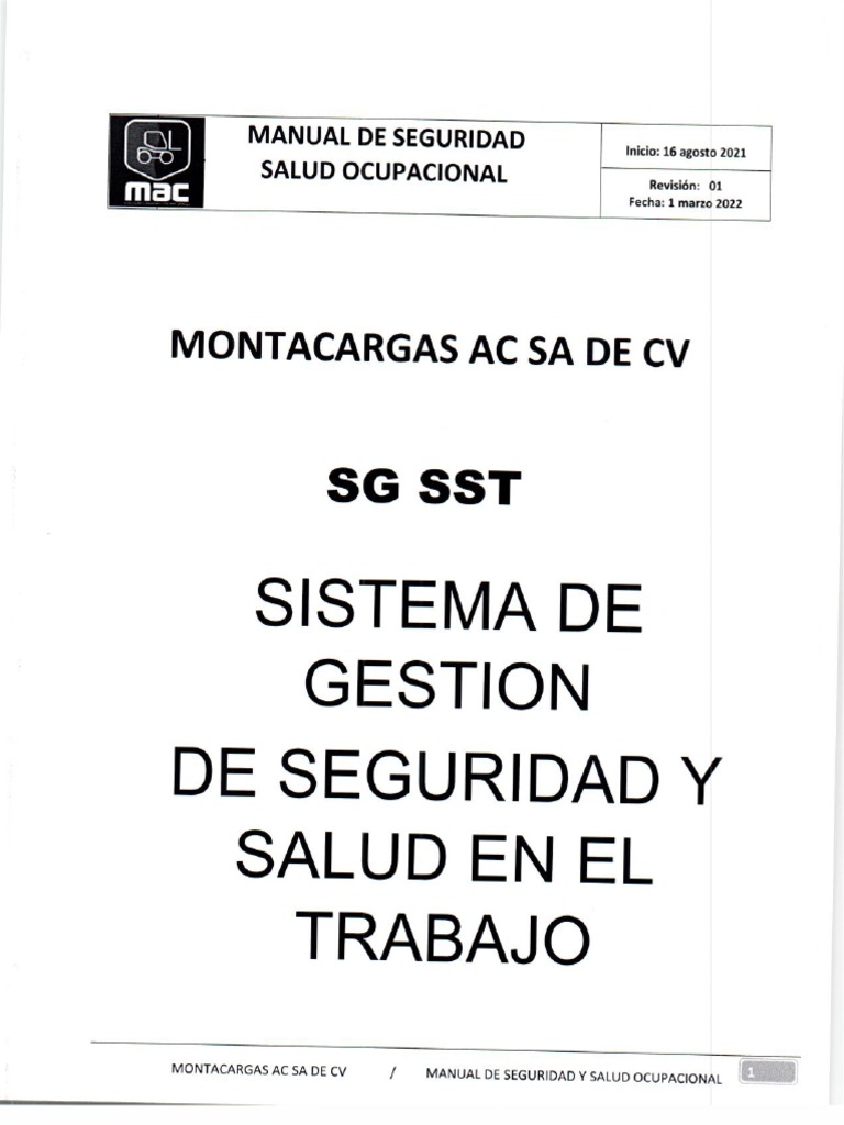 Manual de Gestion de Seguridad y Salud en El Trabajo 2022 | PDF
