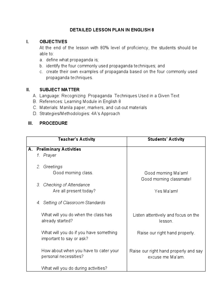 Propaganda Techniques Lesson Plan | PDF | Lesson Plan | Propaganda