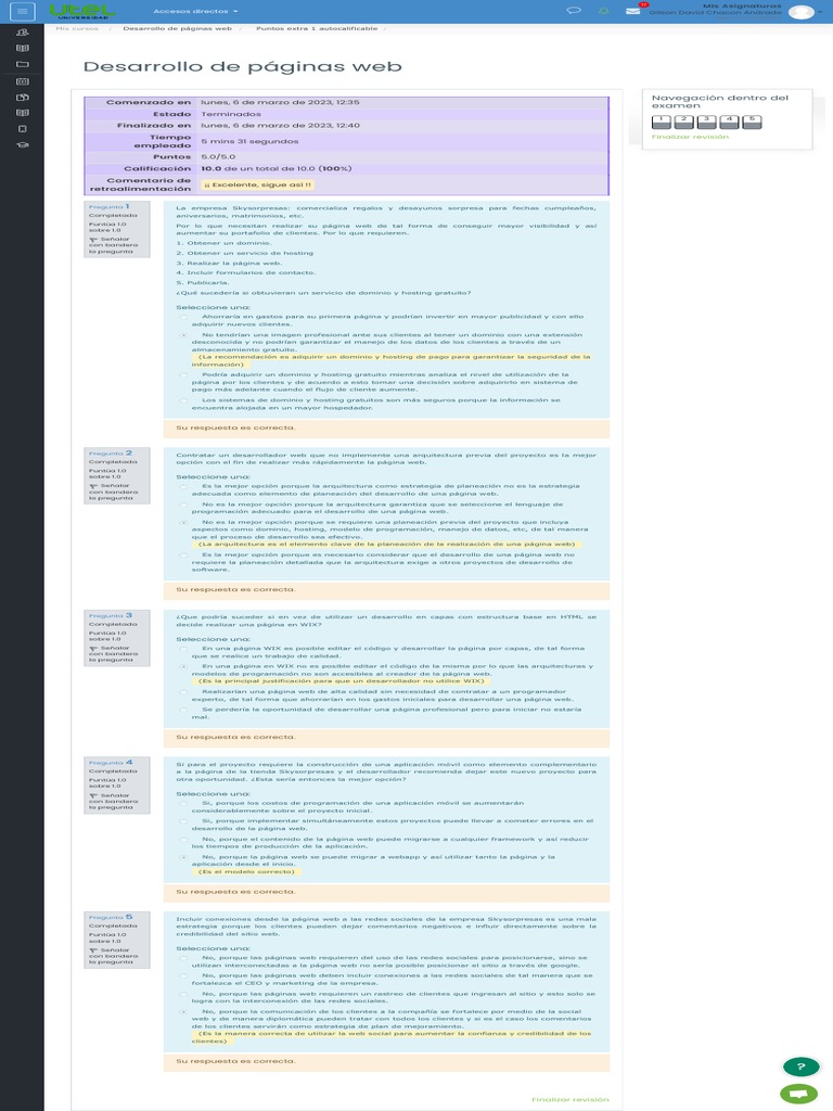 Puntos Extra 1 Autocalificable: Revisión Del Intento | PDF | Página web | Red mundial