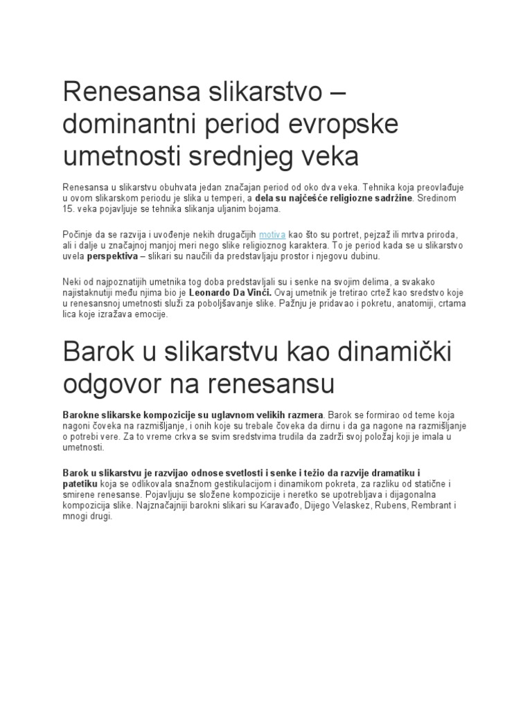 Renesansa Slikarstvo | PDF