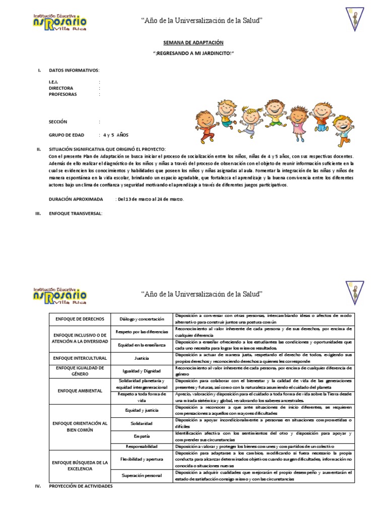 Semana de Adaptación | PDF | Enseñando | Aprendizaje