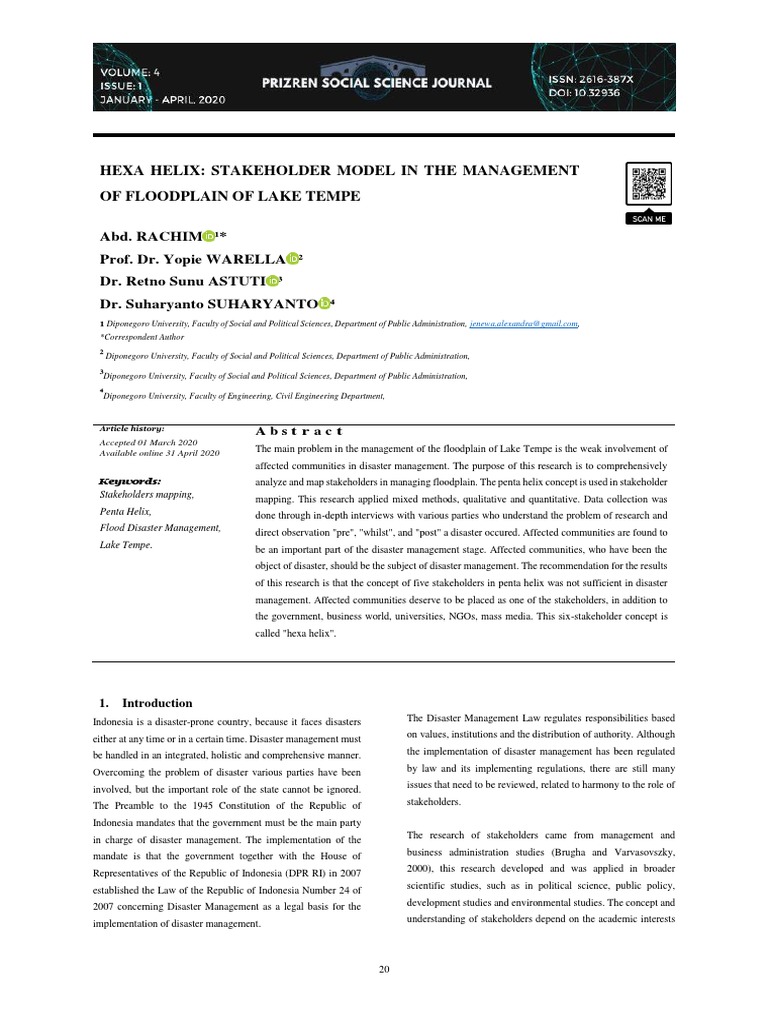 Hexa Helix Stakeholder Model in The Management of | PDF | Errors And ...