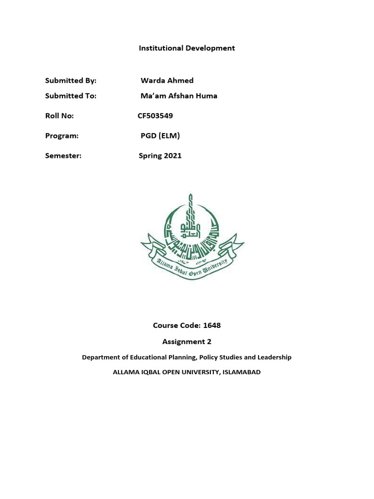 Institutional Development | PDF | Educational Technology | Performance Appraisal