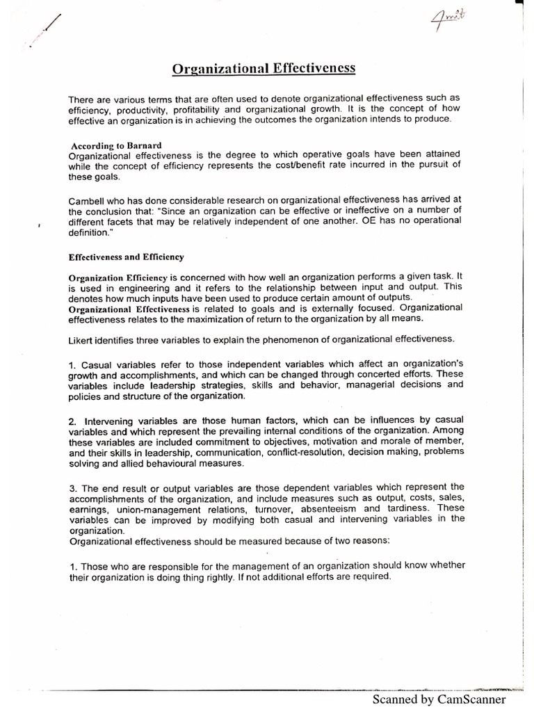 Organizational Effectiveness | PDF