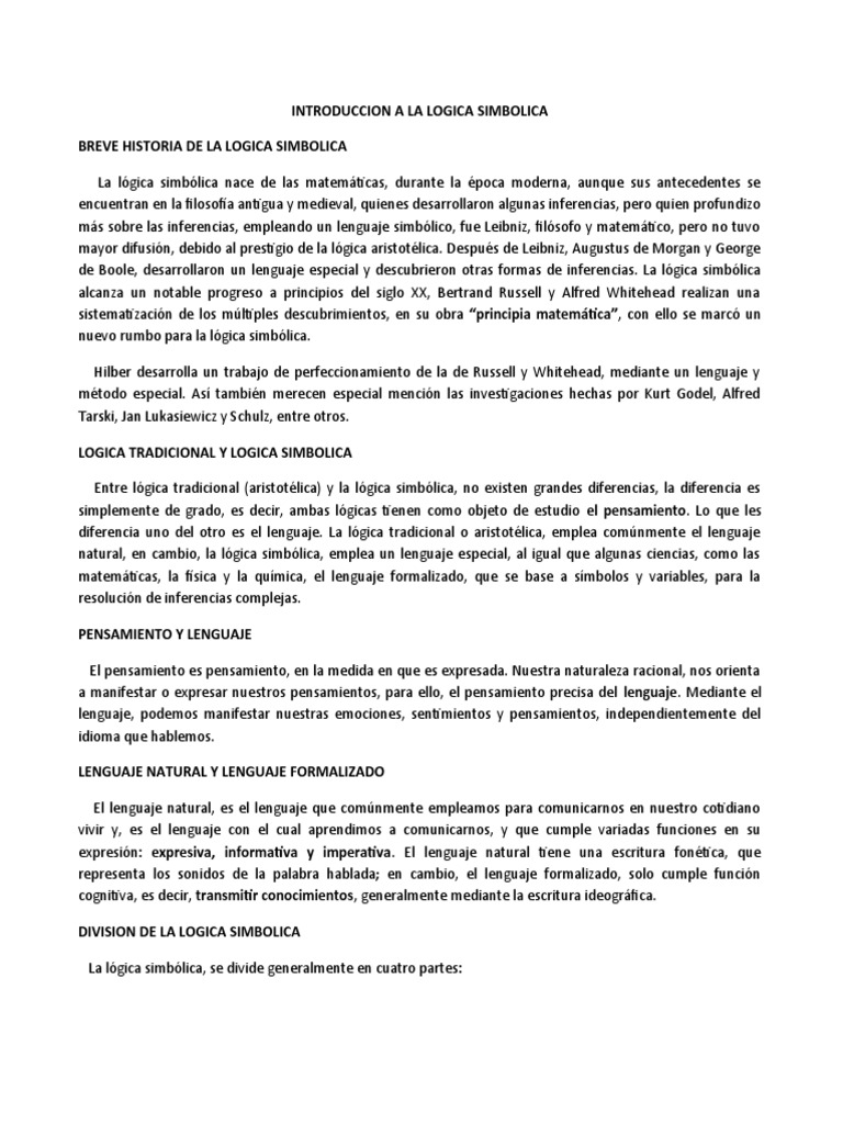 Introduccion A La Logica Simbolica | PDF | Proposición | Lógica matemática