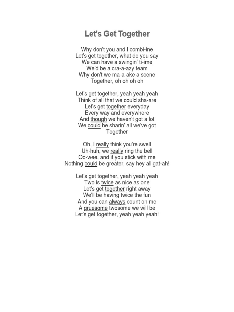Let's Get Together Song Lyrics | PDF