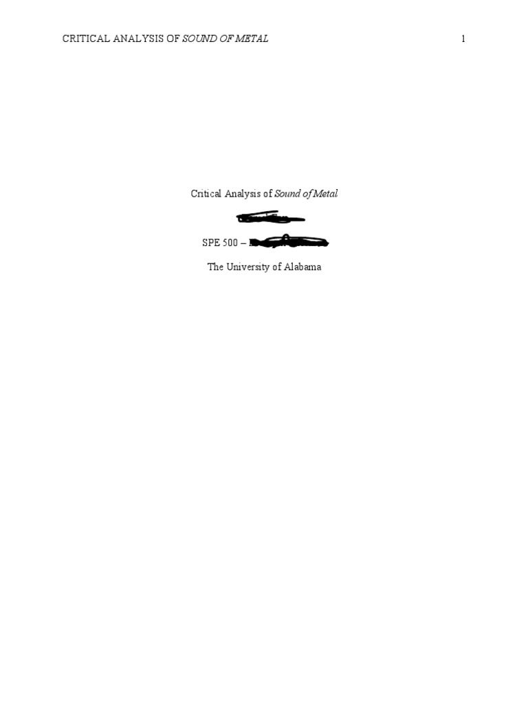 Critical Analysis of The Film Sound of Metal | Download Free PDF ...