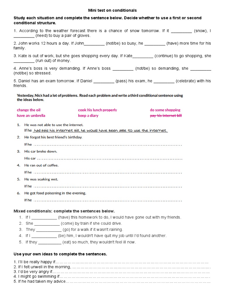 Mini Test On Conditionals Pdf 3105