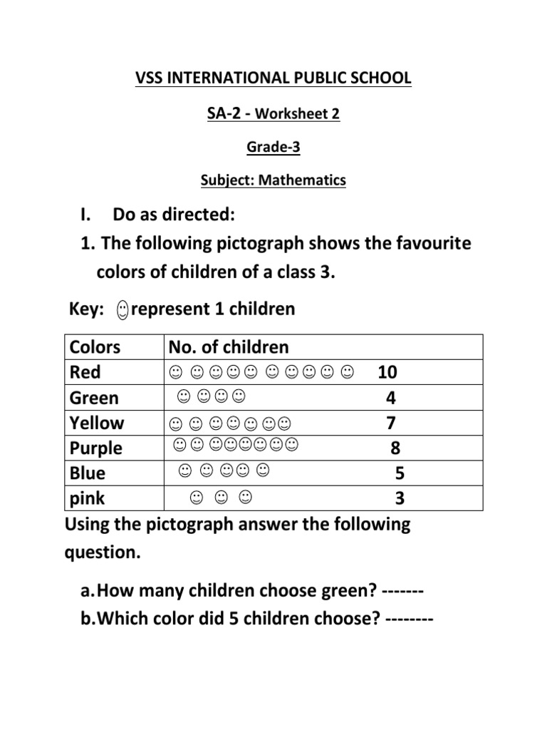 Vss International Public School SA-2 - : Worksheet 2 Grade-3 Subject ...
