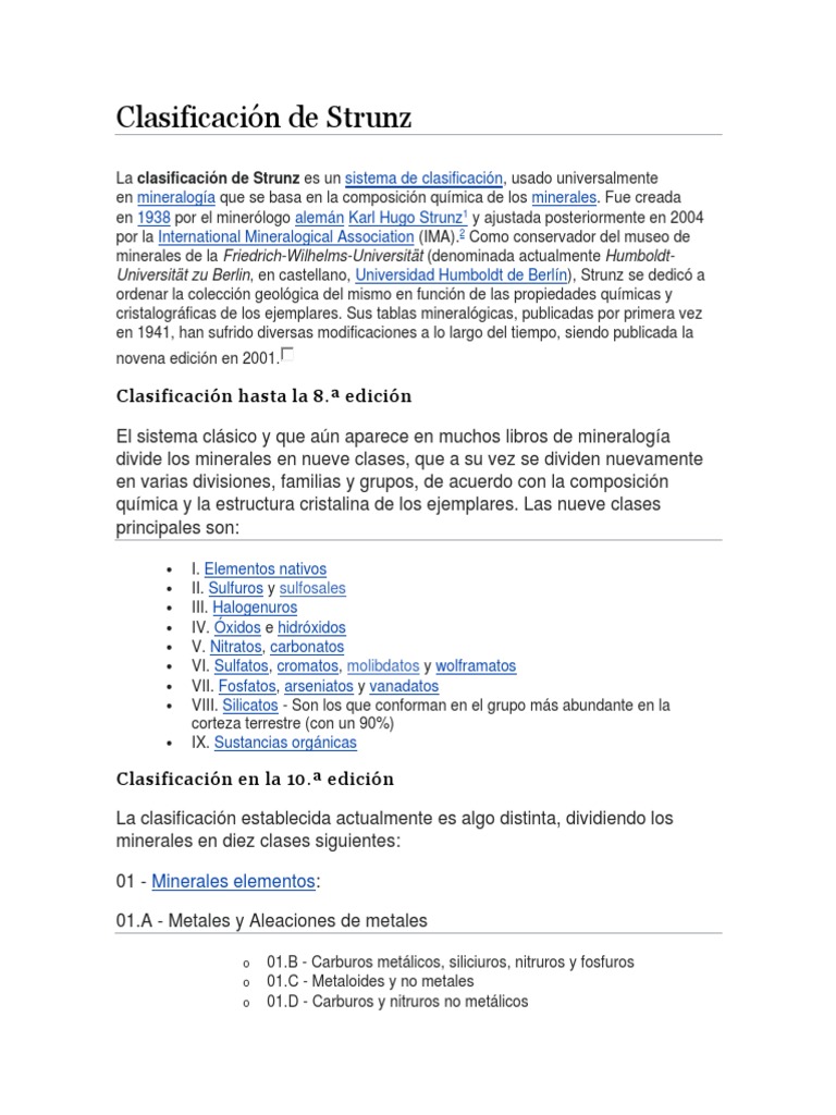 Clasificación de Strunz | PDF | Minerales | Átomos