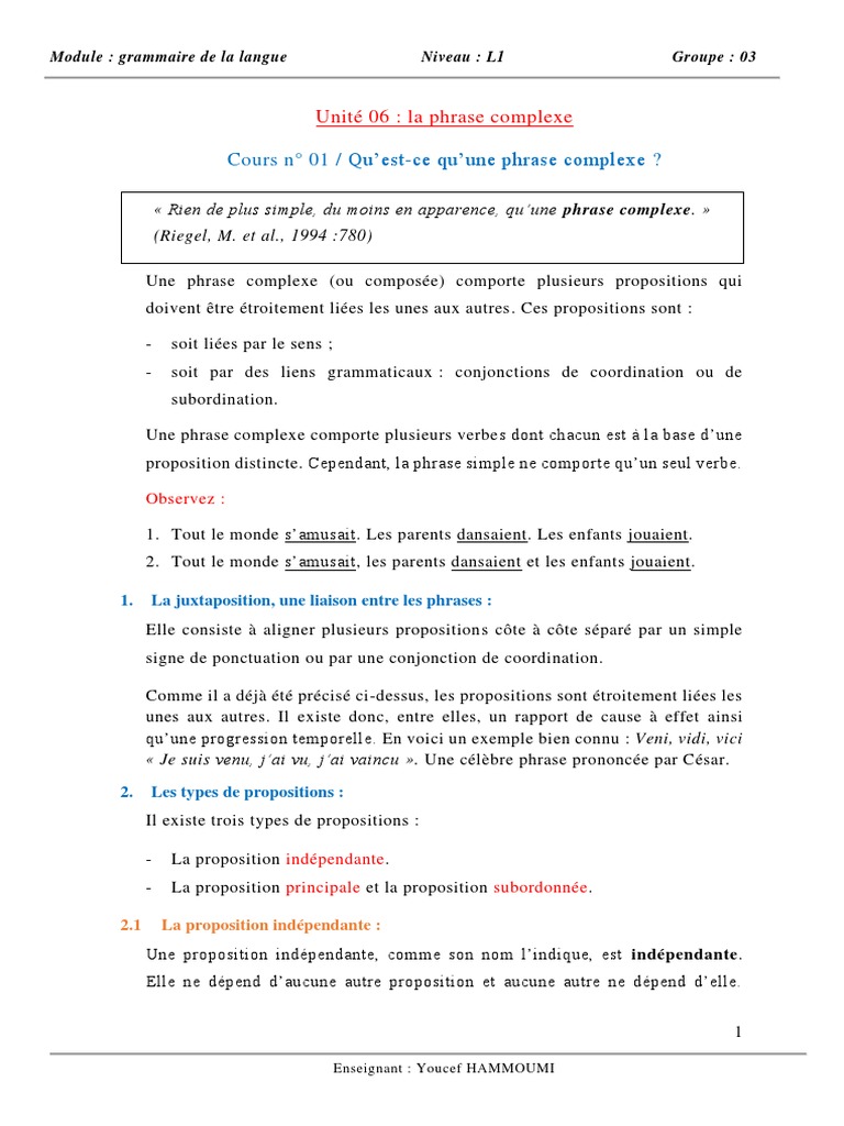 Phrase Complexe : Structure et Types | PDF | Clause | Phrase