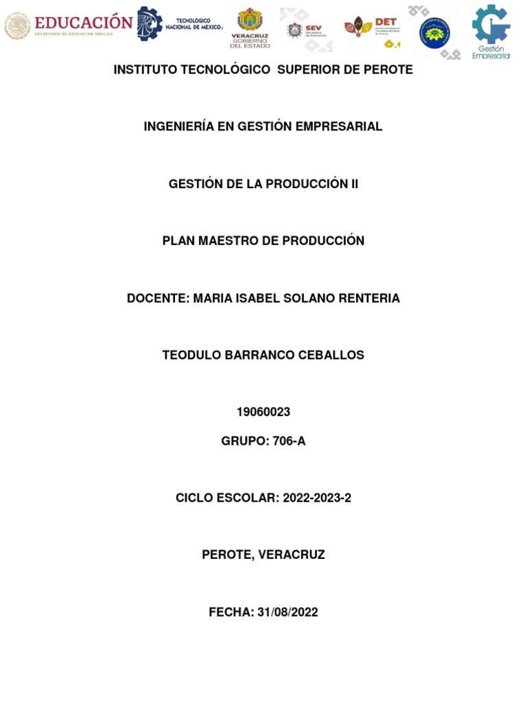 Plan Maestro de Produccion (MPS) | PDF