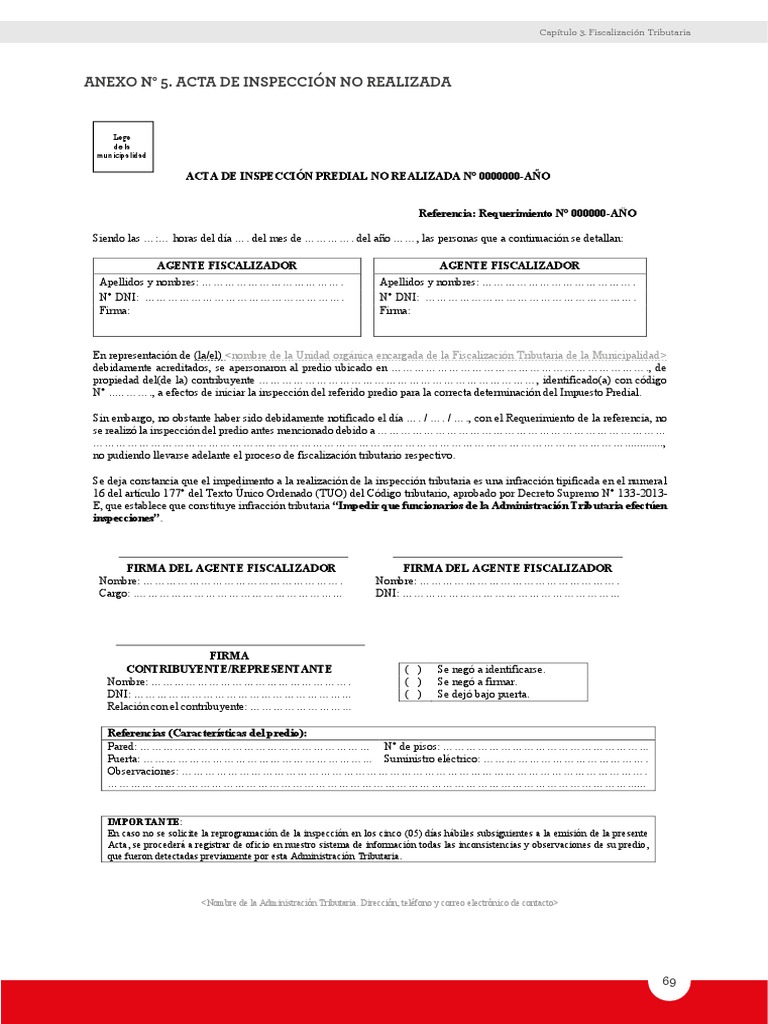 Anexo #05 Acta de Inspeccion No Realizada | PDF | Gobierno