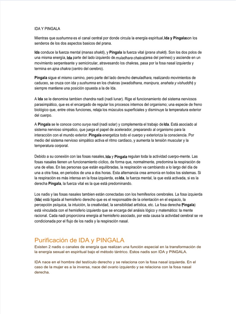 Ida y Pingala: Energía y Respiración | PDF | Prana