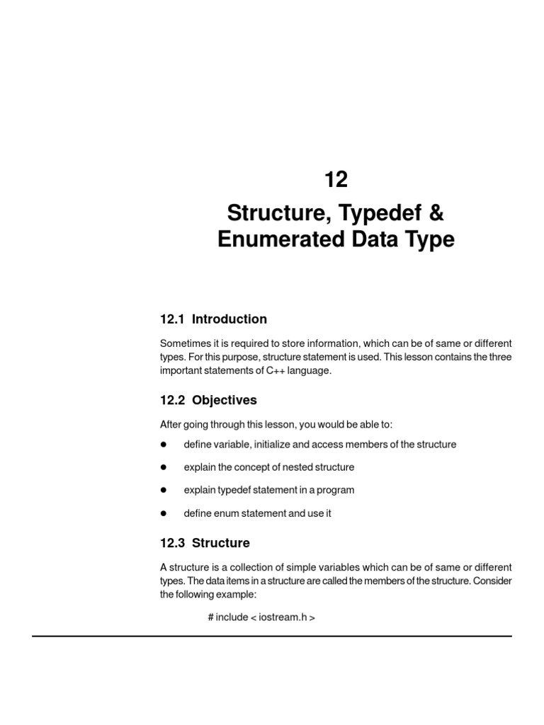 12 Structure, Typedef & Enumerated Data Type: L L L L | PDF | Data Type | Integer (Computer Science)