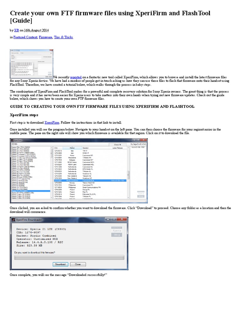 Create Your Own FTF Firmware Files Using XperiFirm and FlashTool (Guide) - Xperia Blog | PDF ...