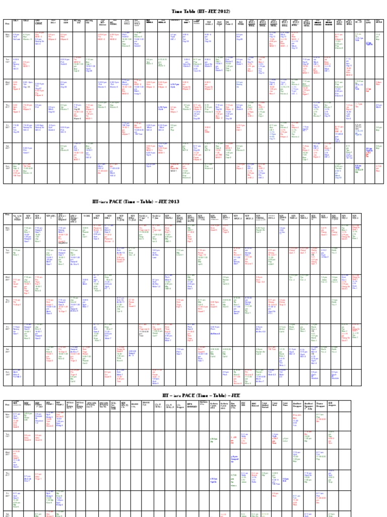 IIT-JEE 2012 Time Table Overview | PDF | Science & Mathematics