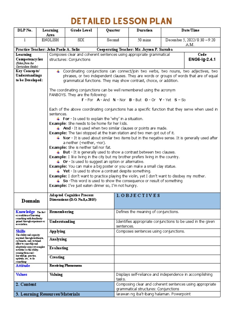DLP IN English 6 | PDF | Linguistics | Cognitive Science