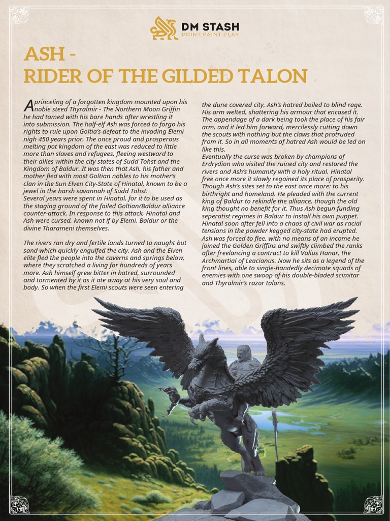 Ash - Rider of The Gilded Talon Statblock - DM Stash | PDF